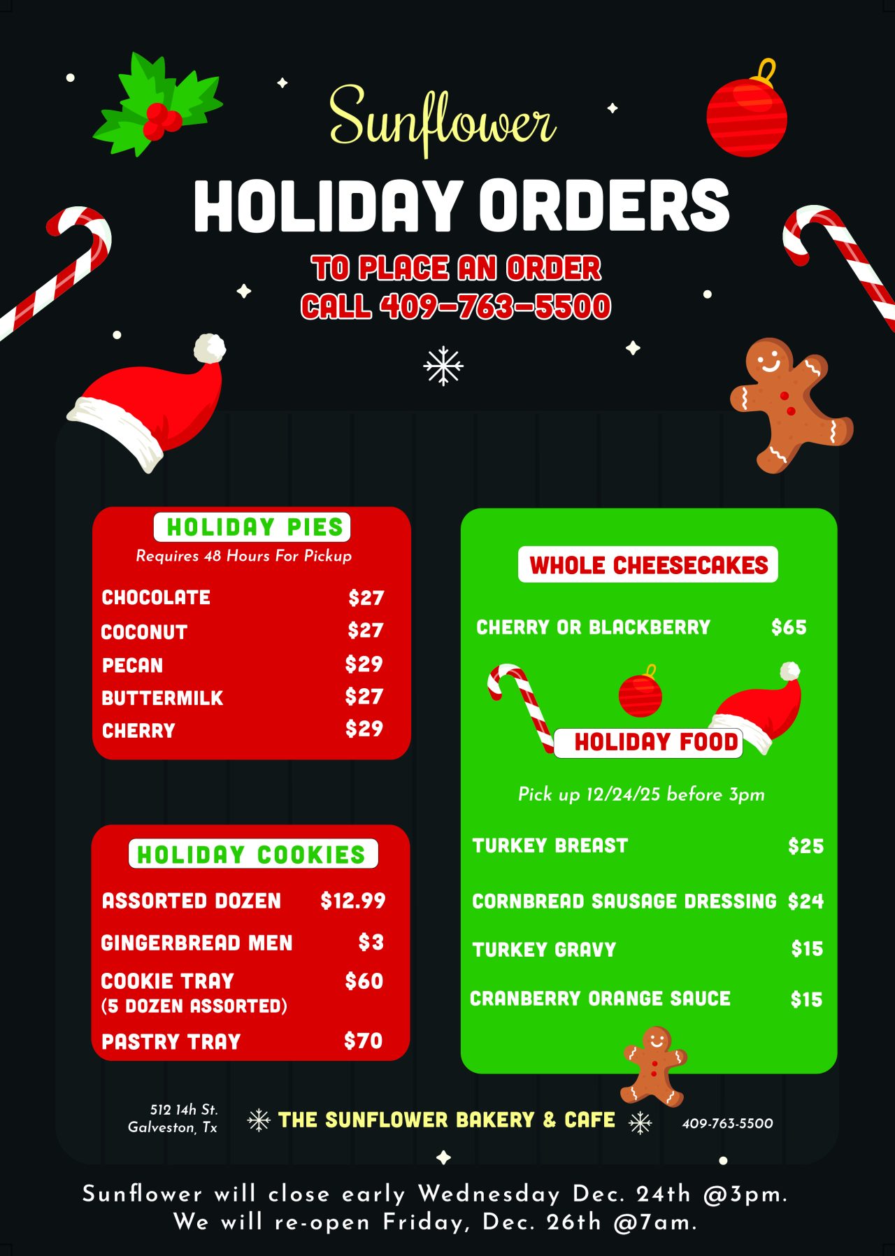 Holiday Catering | The Sunflower Bakery & Cafe